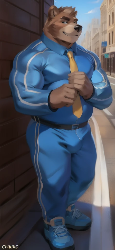 alone, Male tall , stand, road, bear hawk ,Blue Military Spacesuit ...