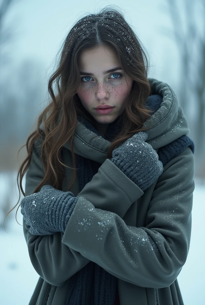 She is cold - SeaArt AI