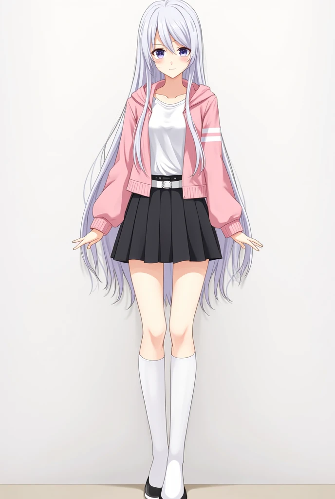 Show me a full picture of high school girl make her skirt black and ...