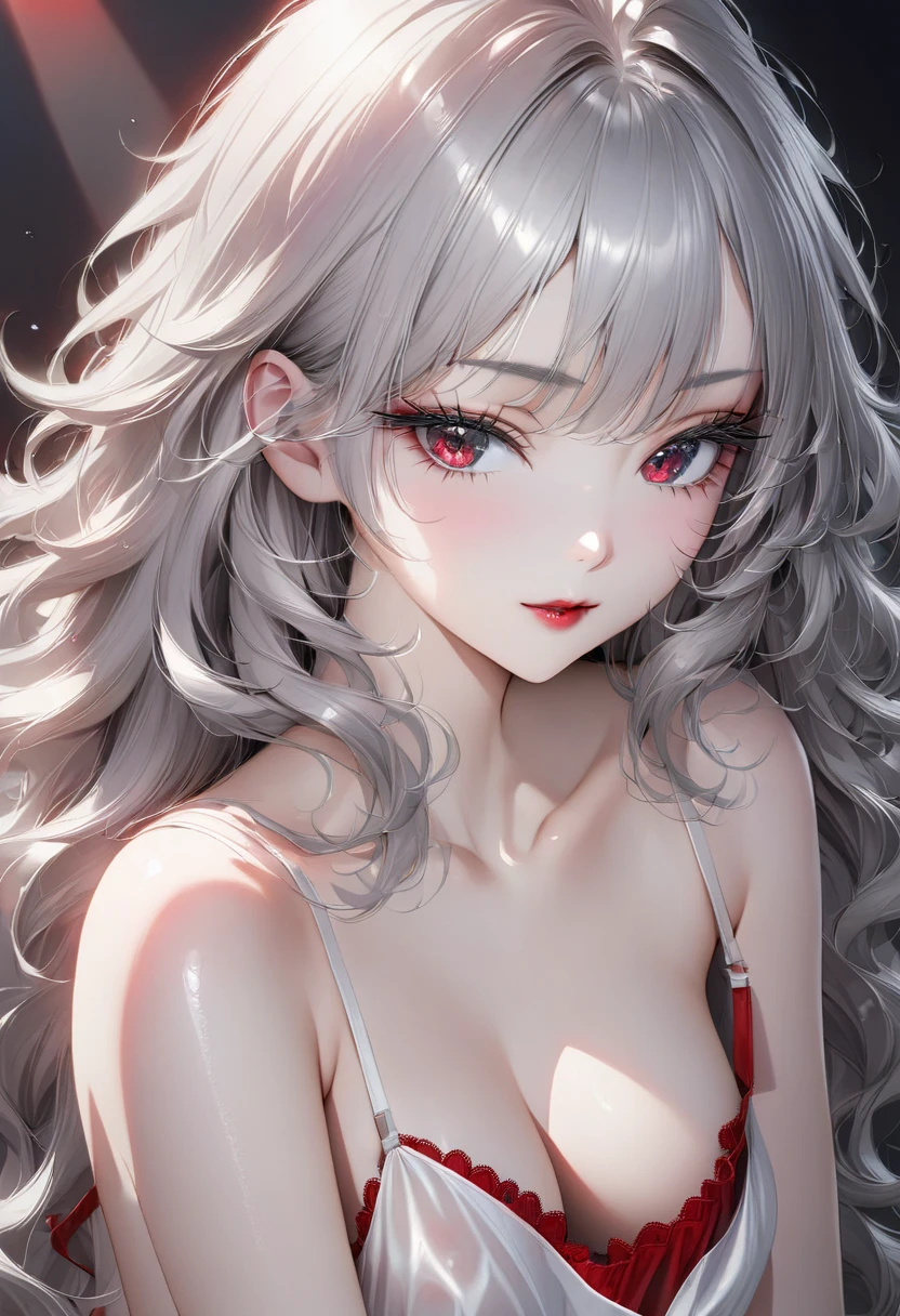 Medium shot, cool beauty, silver long thick eyelashes, silver shining glossy sil - SeaArt AI