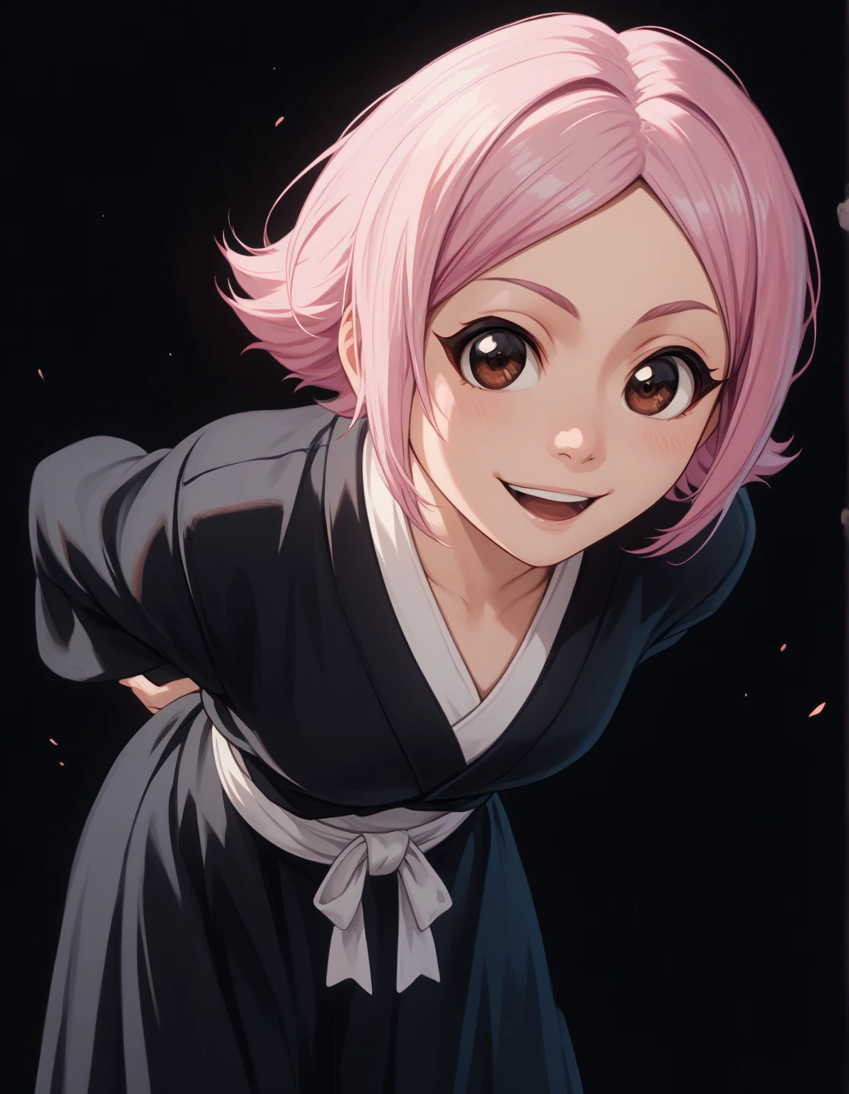 1girl, solo, simple black background, yachiru kusajishi, 1girl - SeaArt AI