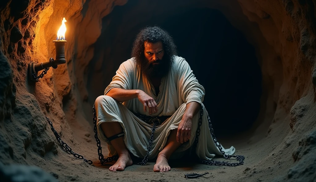 A hyper-realistic, high-resolution image of a man sitting defiantly on ...