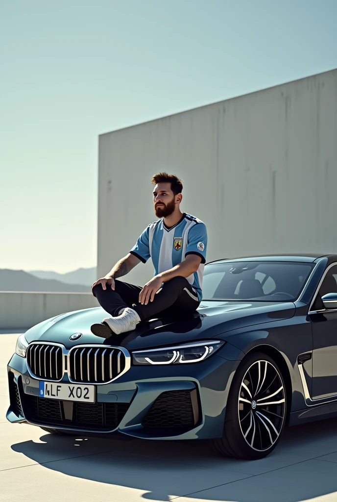 Messi sit to bmw m7 - SeaArt AI