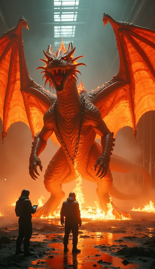 " An imposing dragon with incandescent scales , shining like living ...