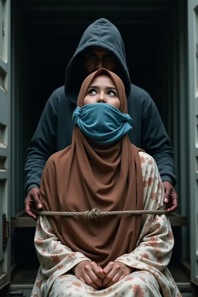 A Muslim niqabi women trapped in a chain - SeaArt AI