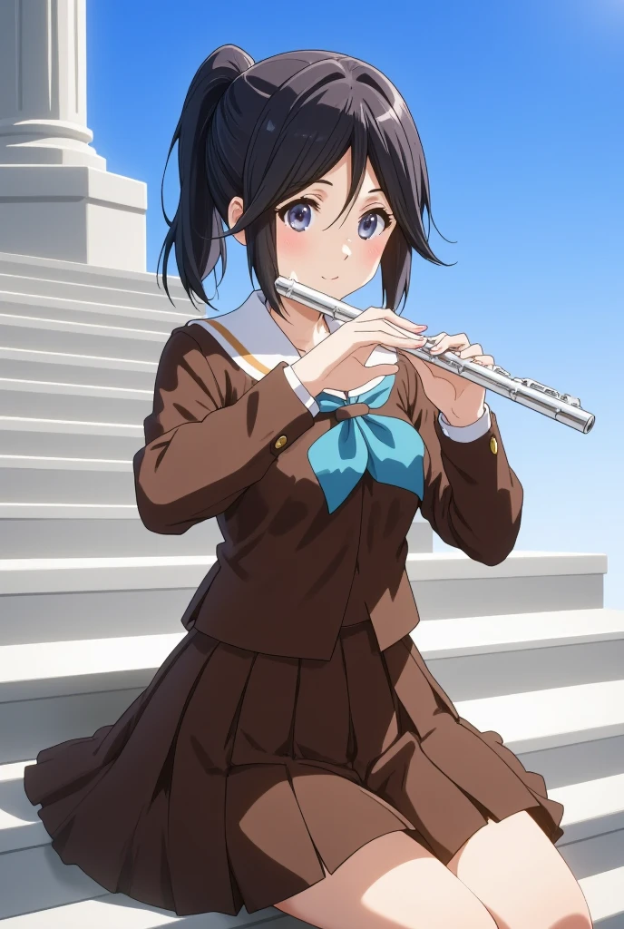 Masterpiece、 top quality、 black hair、 Ponytail、 school uniform - SeaArt AI