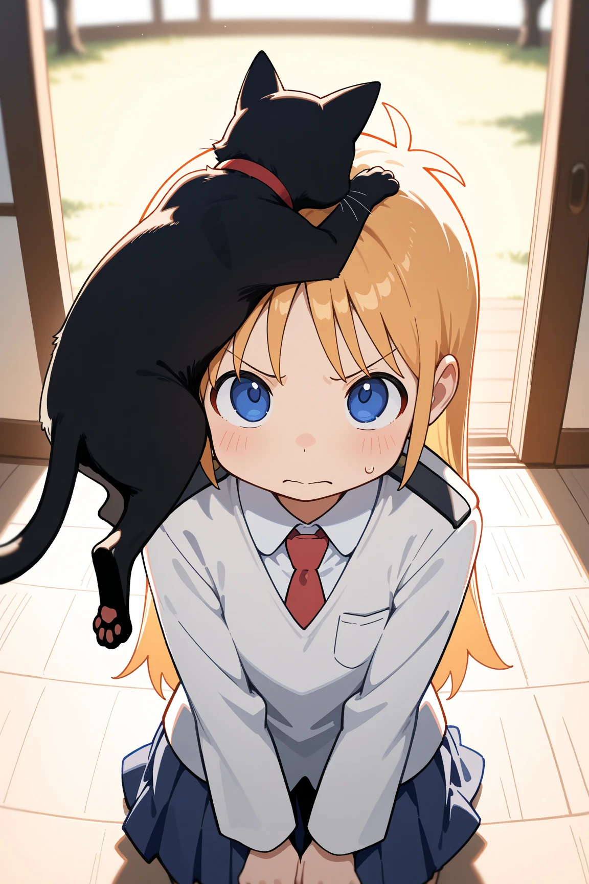1 black cat, sakamoto \(nichijou\), very awa, masterpiece, best quality ...