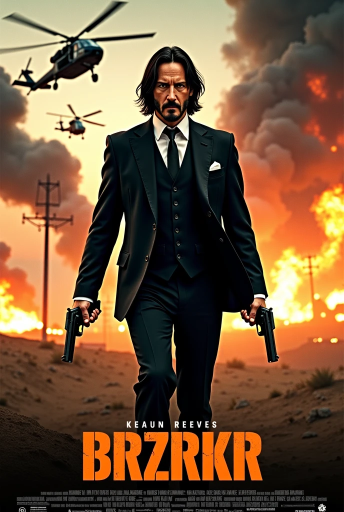 Create a poster for the movie "BRZRKR" (2025) with Keanu Reeves - SeaArt AI