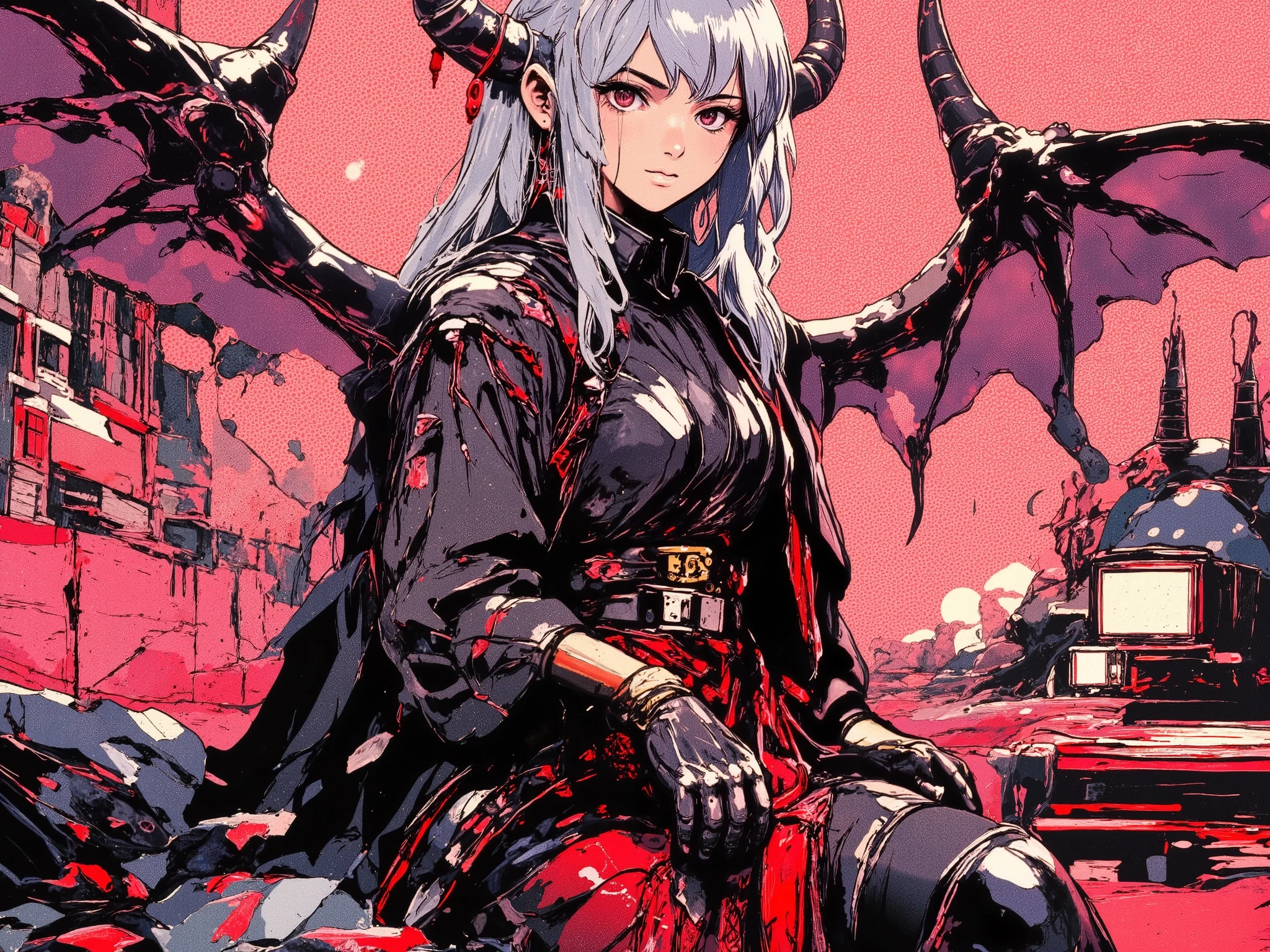 Anime - style image of a woman with horns and a demon's head - SeaArt AI