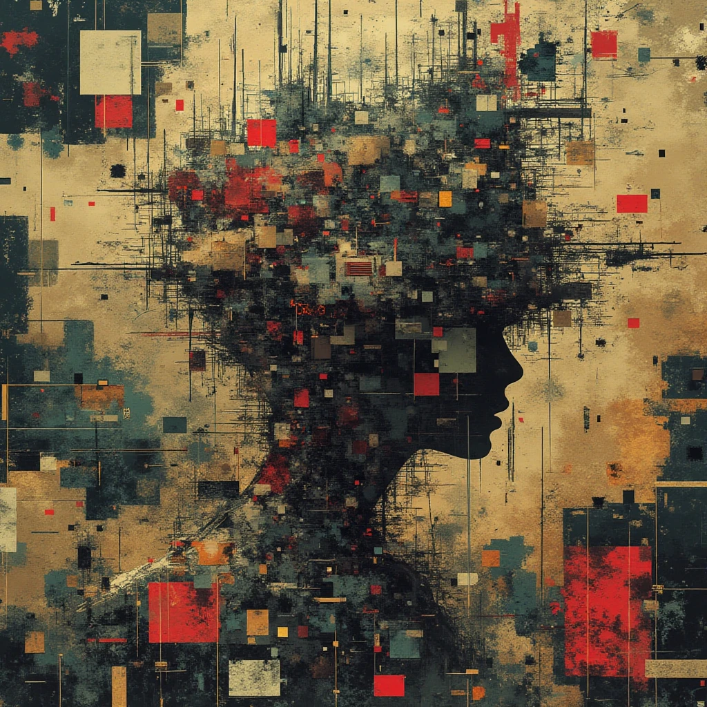 There are no people、overlapping noise textures, incomprehensible forms ...