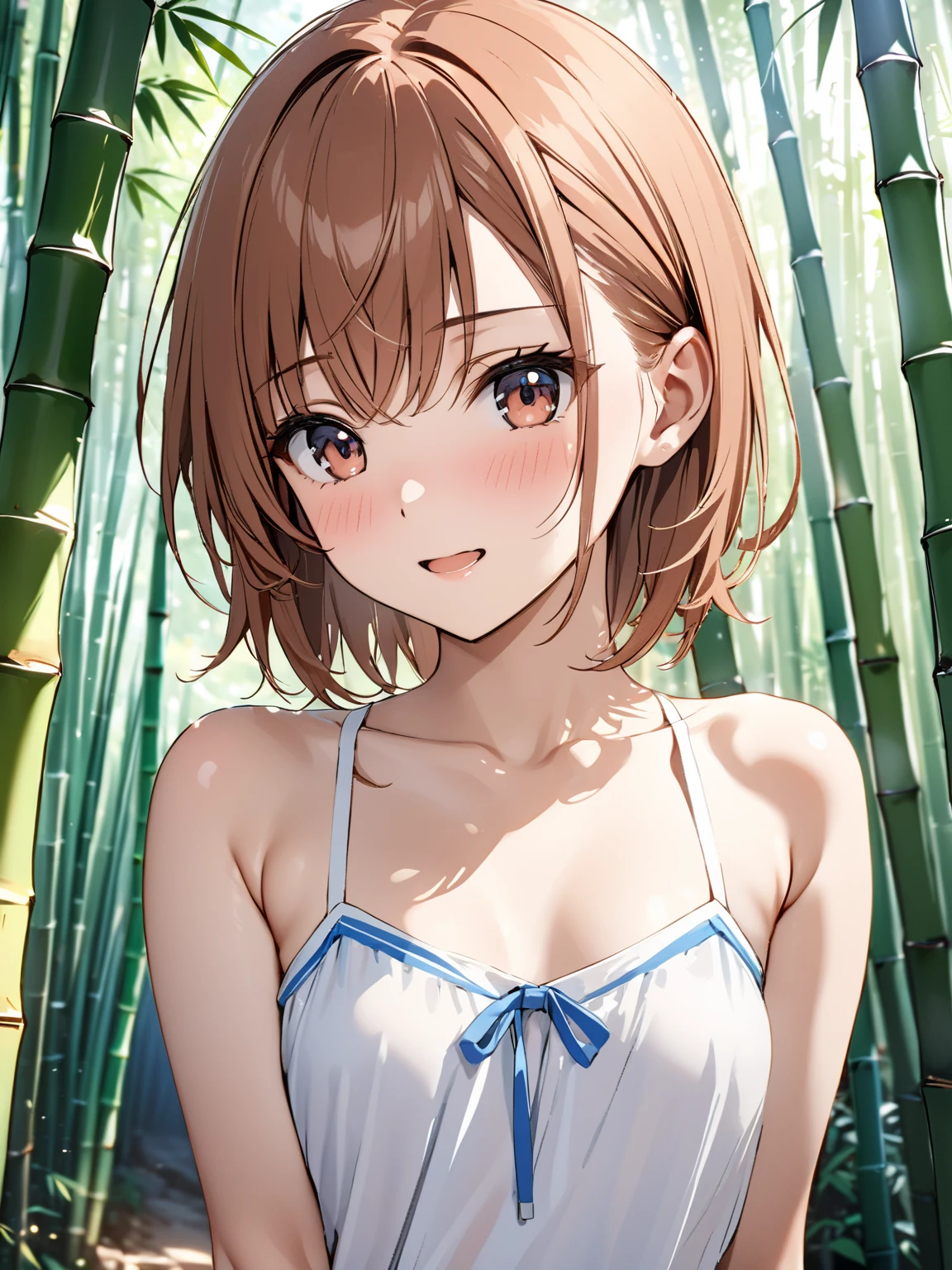 Hostel, Small breasts, blush, Ecstasy face, ( Misaka Mikoto) - SeaArt AI