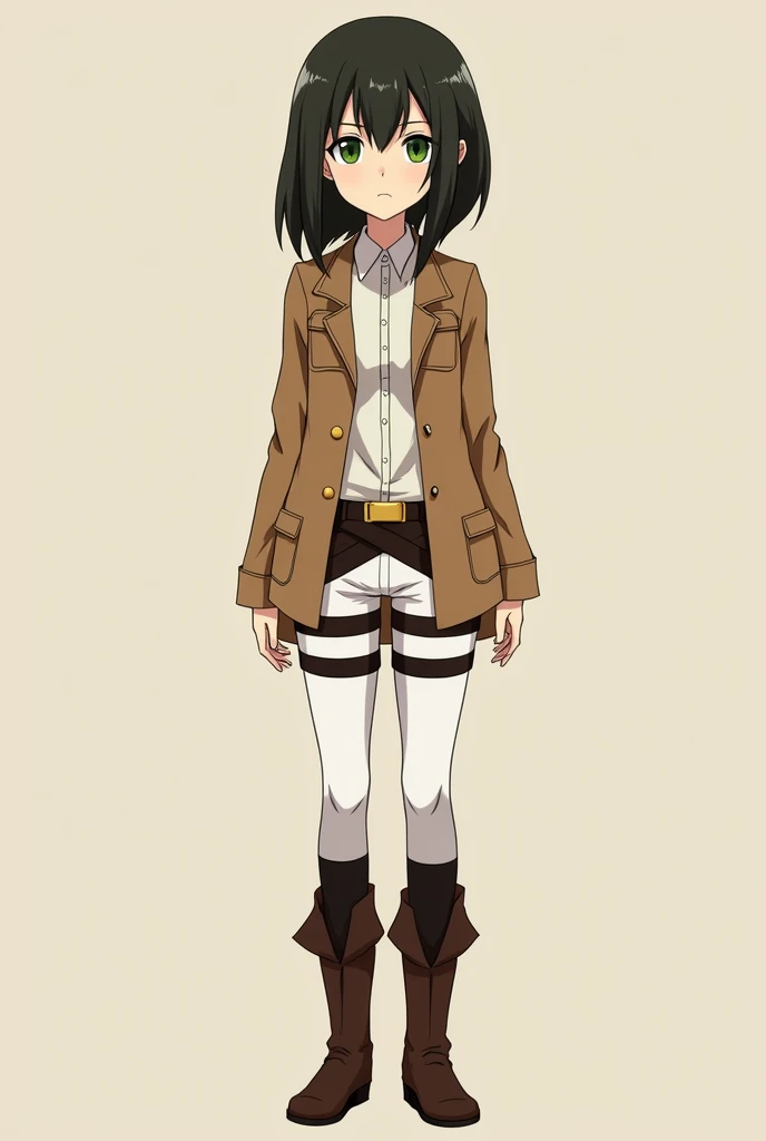 Create a slender brown girl , with big green eyes , waist-length hair ...