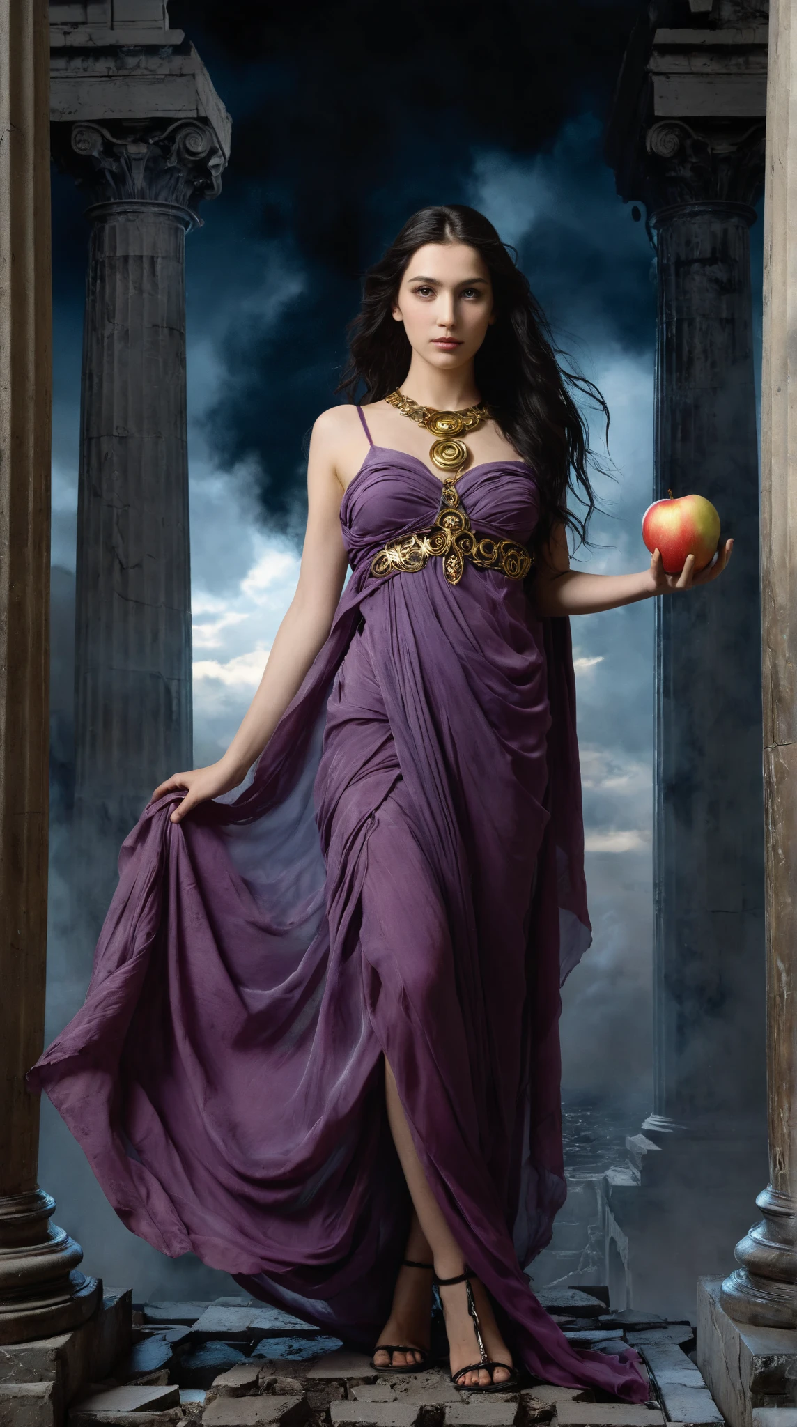 In this classic oil painting, the Greek goddess Eris, known for her ...