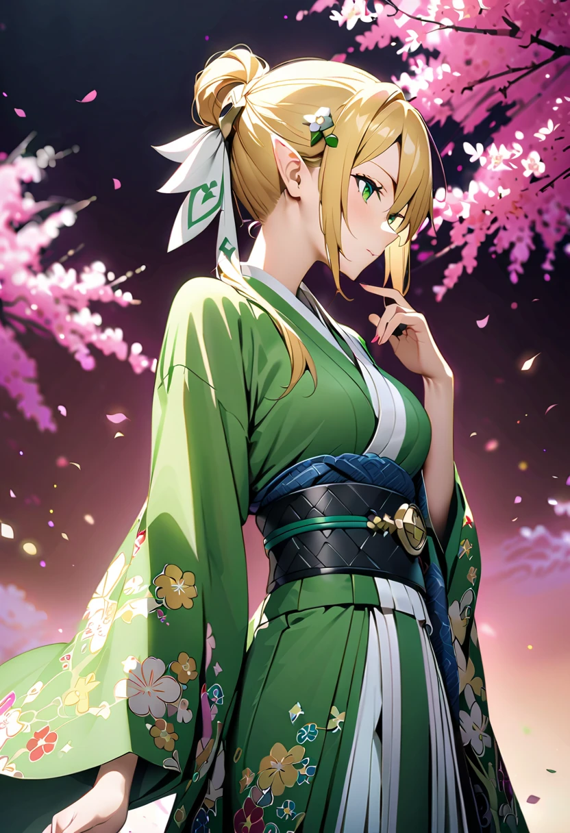 Leafa、Blonde、Hair tied at back 、Hairpin、 elf ears 、 dress、Long - SeaArt AI