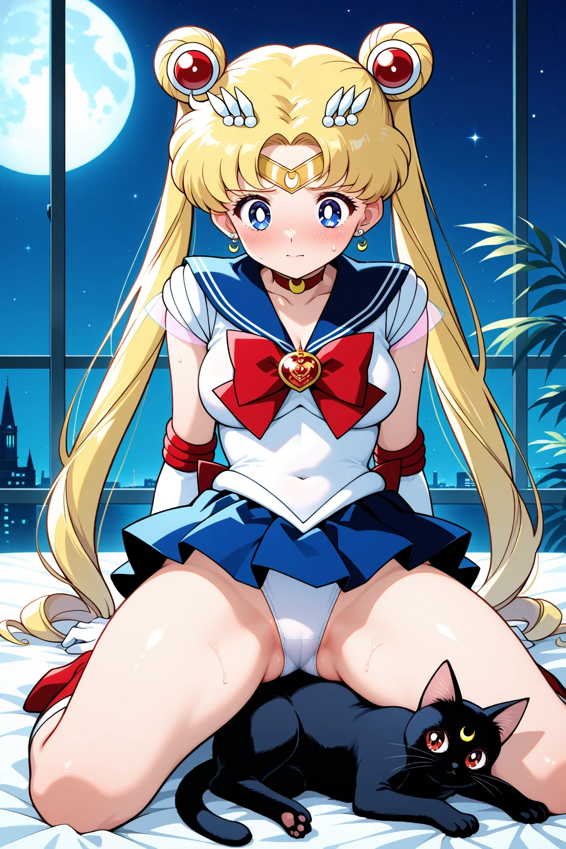 1 black cat, luna (sailor moon), masterpiece,best quality,amazing quality - SeaArt AI