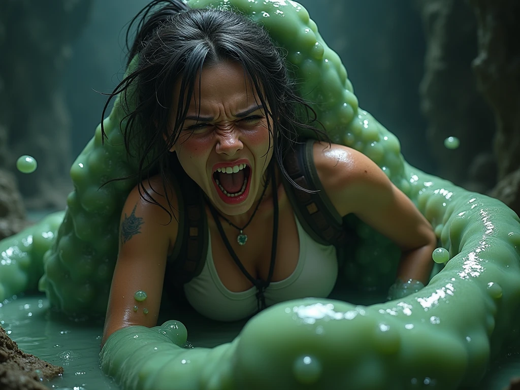 Lara Croft is slurred by giant slime She's screaming in so much pain ...