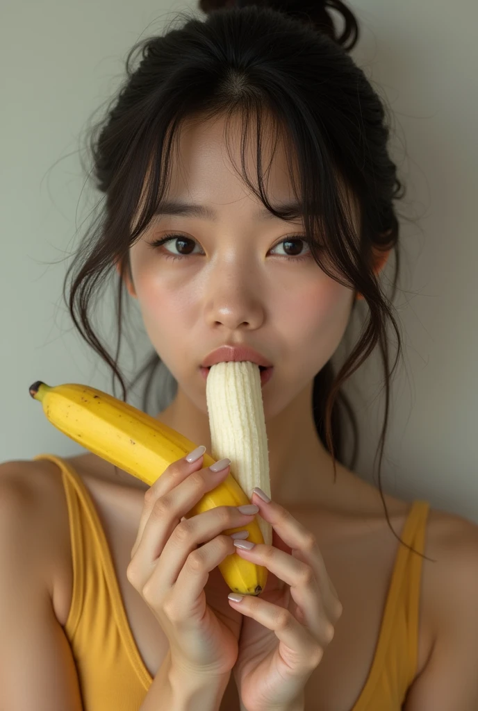 18-year-old Asian , sucking a thick 20cm banana , She has a naughty face - SeaArt AI