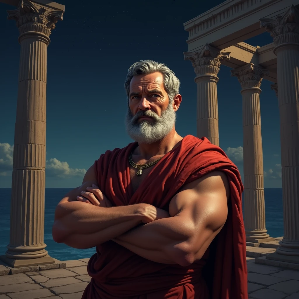 A stoic philosopher, inspired by Marcus Aurelius or Seneca, a 60 ...