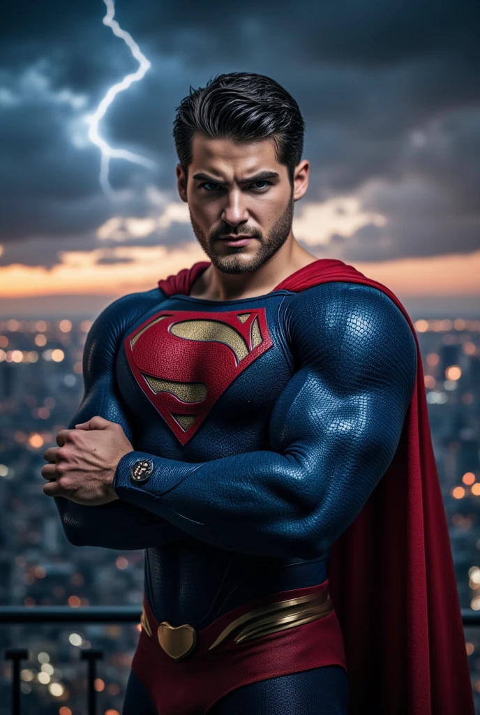 Cody Christian dressed in a clasic Superman costume, in a karate ...