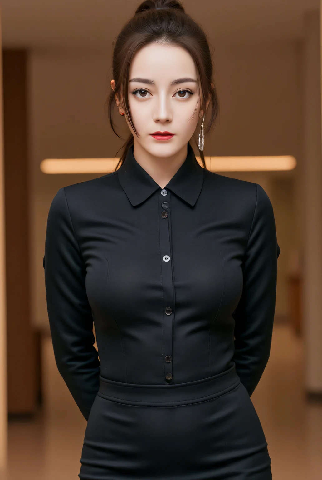 Arafed woman in a black dress posing for a picture - SeaArt AI