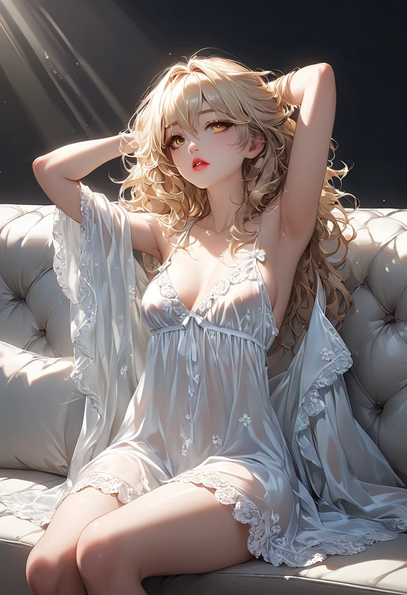 Cool beauty, blonde long thick eyelashes, blonde shining glossy silky fluffy mes - SeaArt AI