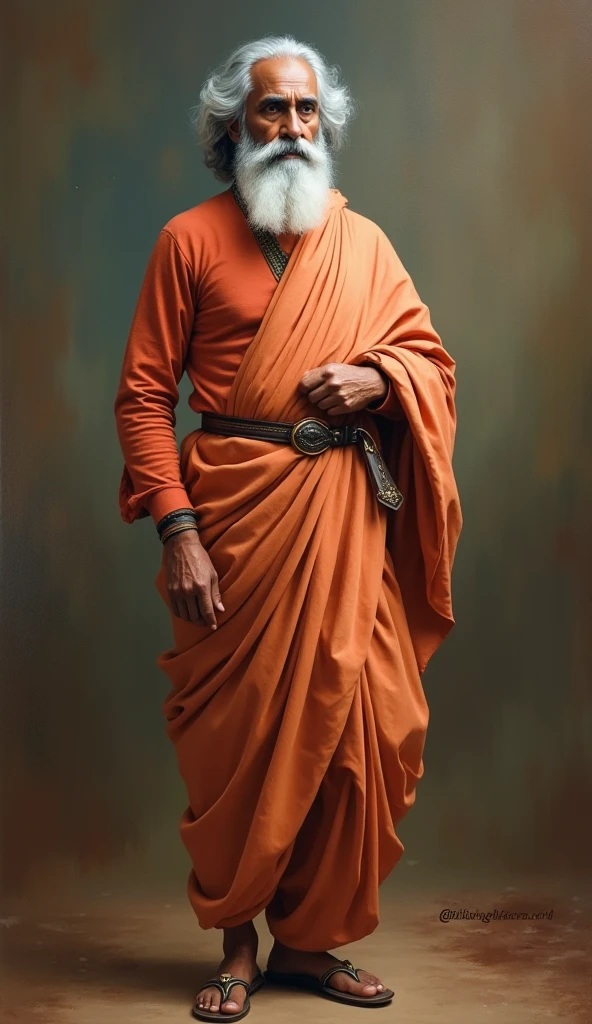 A smooth classical oil painting of RABINDRANATH TAGORE in reinassance ...