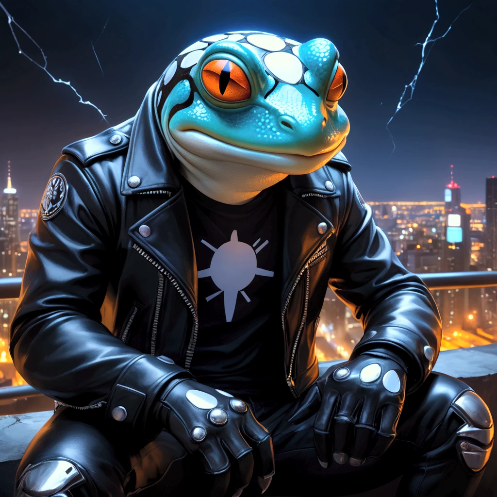 Closeup, An extremely badass anthropomorphic light blue and white ...