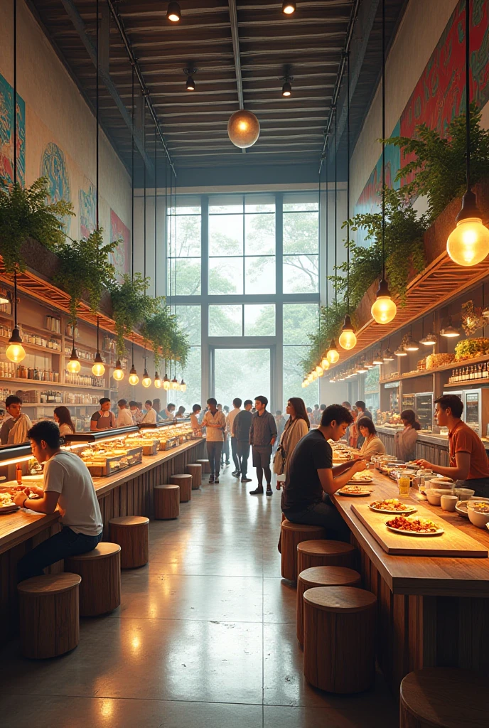 Cafeteria shared flavors, indoor facilities - SeaArt AI