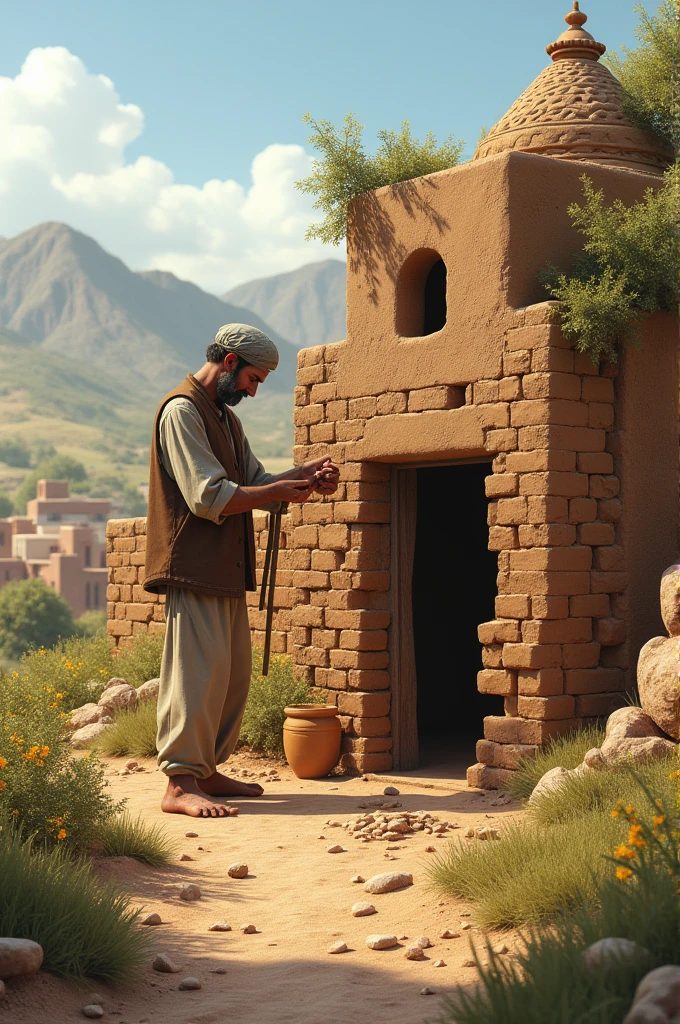 The Villager Builds His Home* - A villager constructing his home using ...