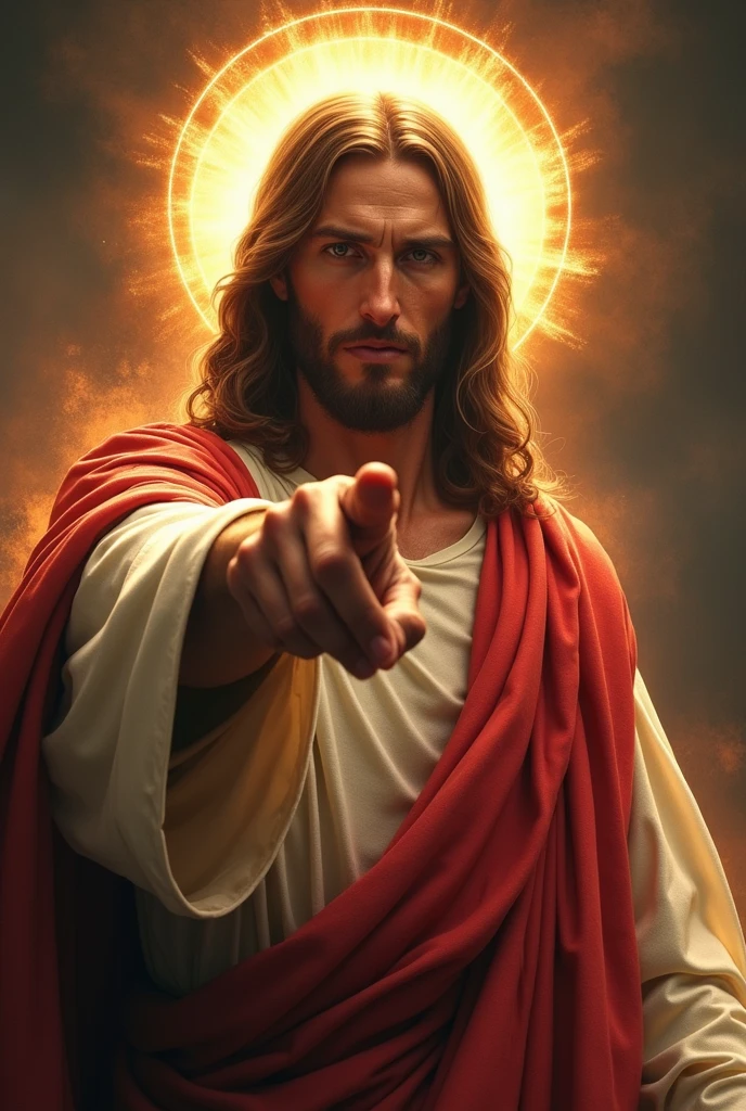 Jesus pointing at you with a halo above his head, epic biblical ...