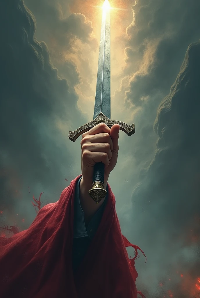 A hand in the air holding a sword - SeaArt AI