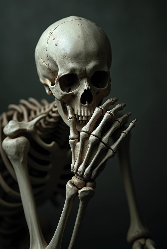 Very detailed photo of a skeletal man with philosophical thoughts ...
