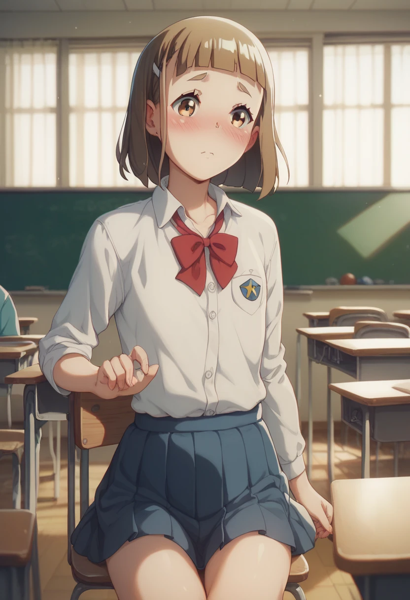 Tamaki Mari、 cowboy shot、Western-style room、blush、 little chest - SeaArt AI