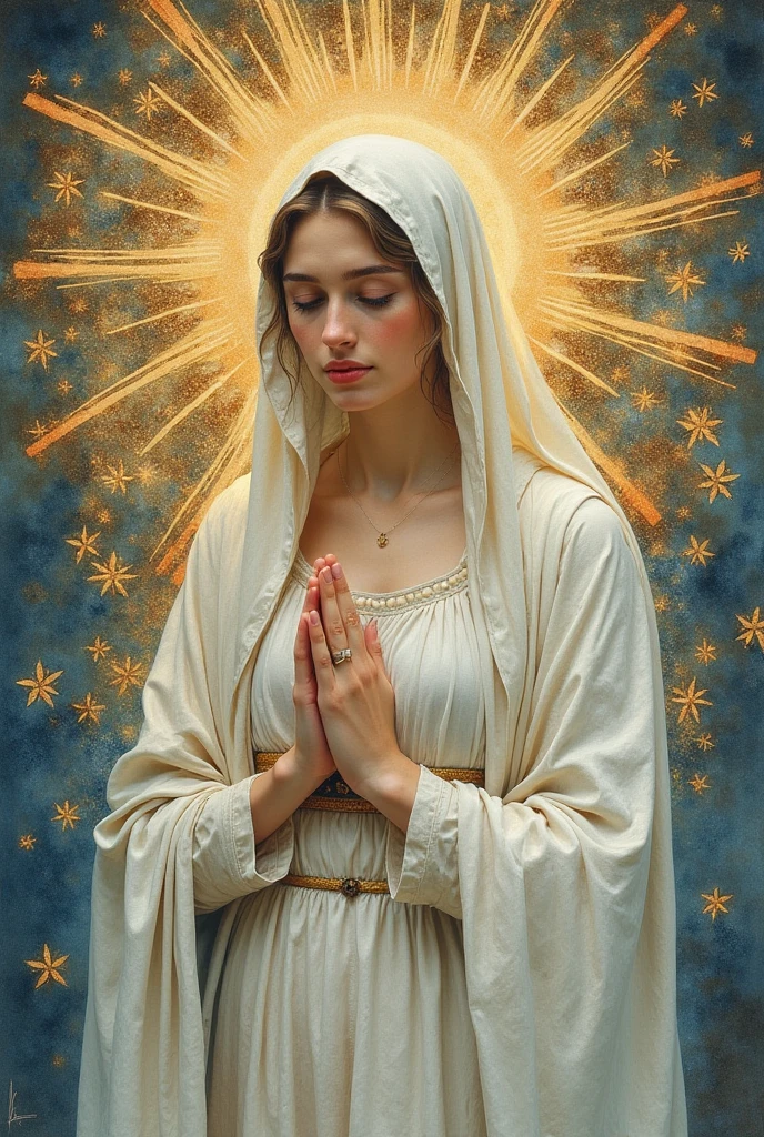 watercolor by Gustave Moreau。Virgin Mary、masterpiece,best quality ...