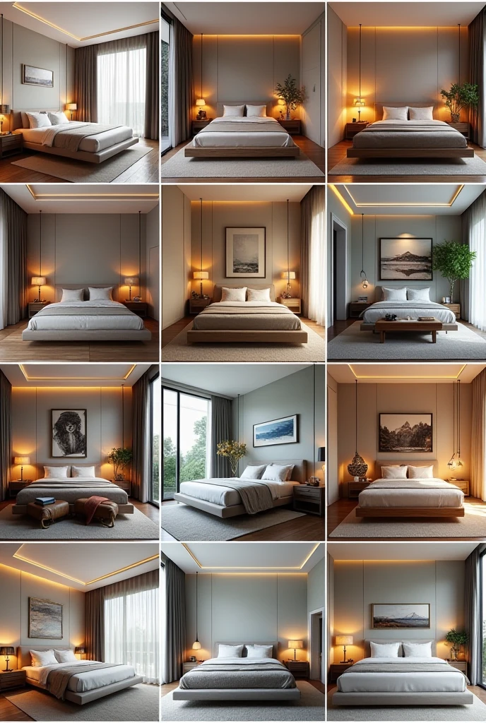 Create me 12 diffrent bedroom - SeaArt AI
