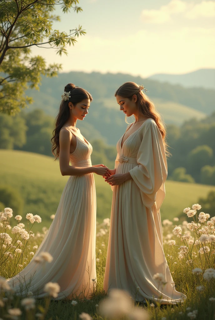 Here is an adjusted version where the two women subtly and elegantly ...