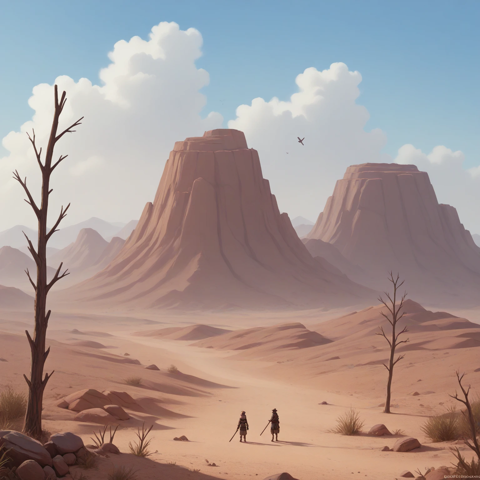 seen from a distance ，Stout timber falling in the desert，Branches ...