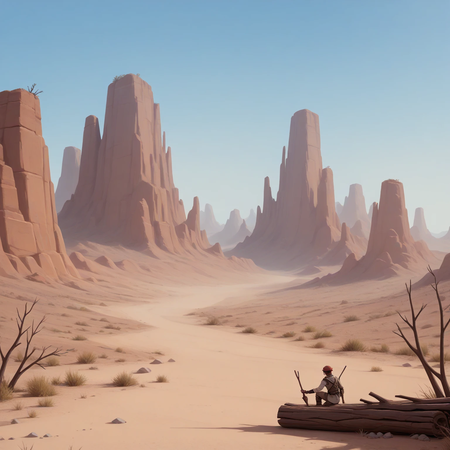 seen from a distance ，Stout timber falling in the desert，Branches ...