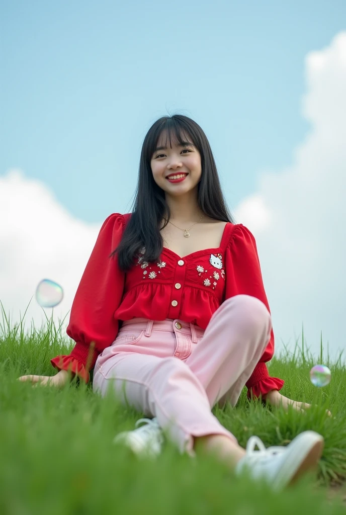 A slightly chubby beautiful 31 year old korean woman straight long ...