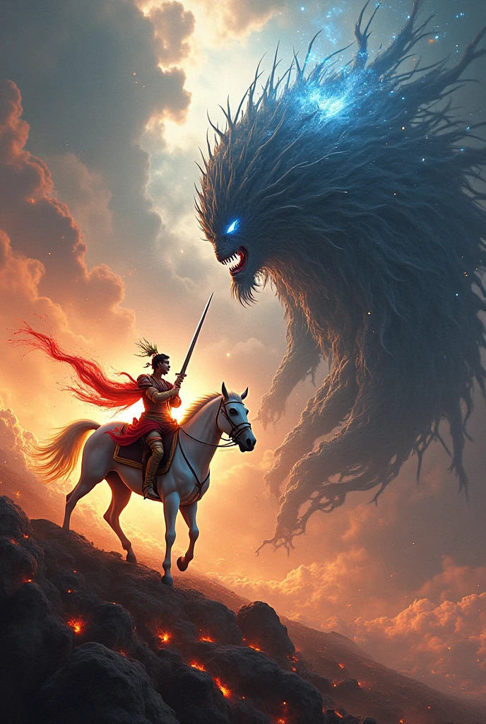 Kalki destroying Kali purush - SeaArt AI