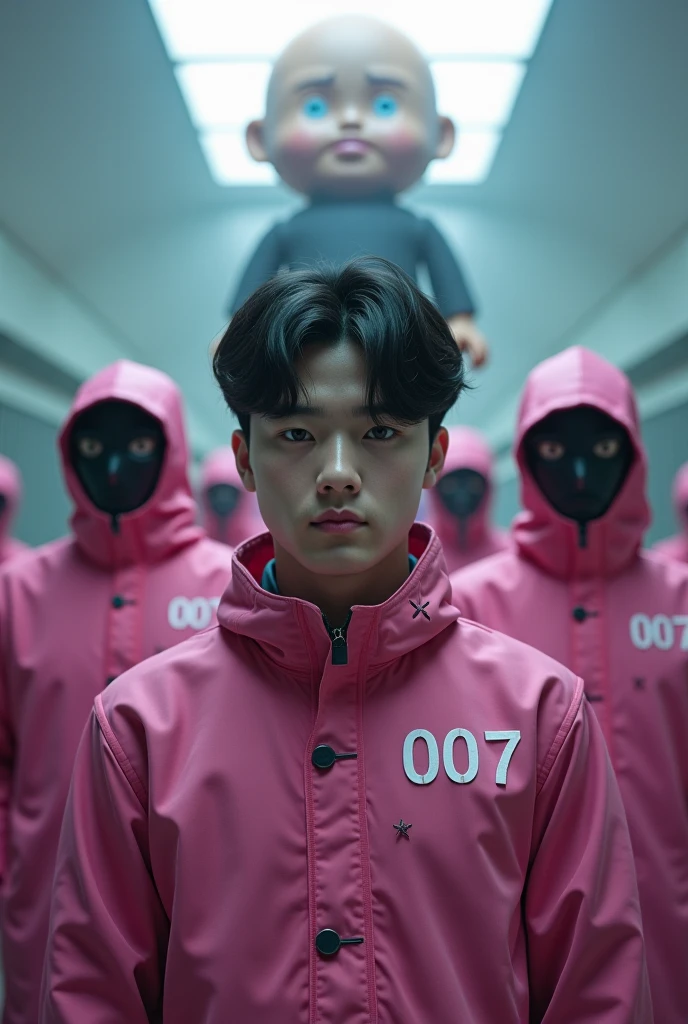 A **-****-*** Korean man wearing a costume from the movie Squid Game ...