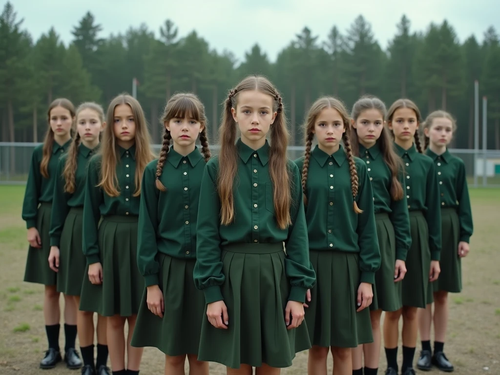 A strict correctional camp for young girls , surrounded by forest ...