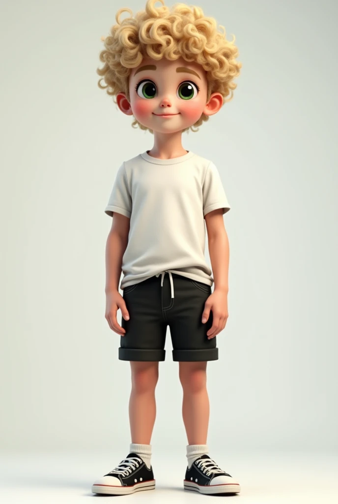 Full body image of a 15-year-old boy with curly blond hair, green eyes ...