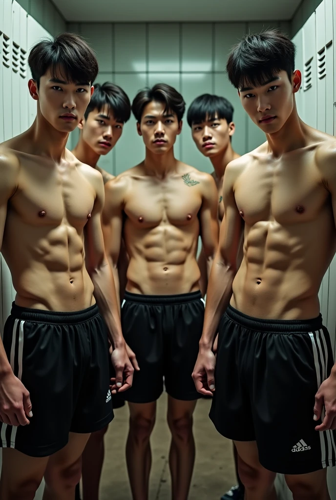 4 Slim Fit Korean Models Having Big Bulges And Wearing Adidas Tight