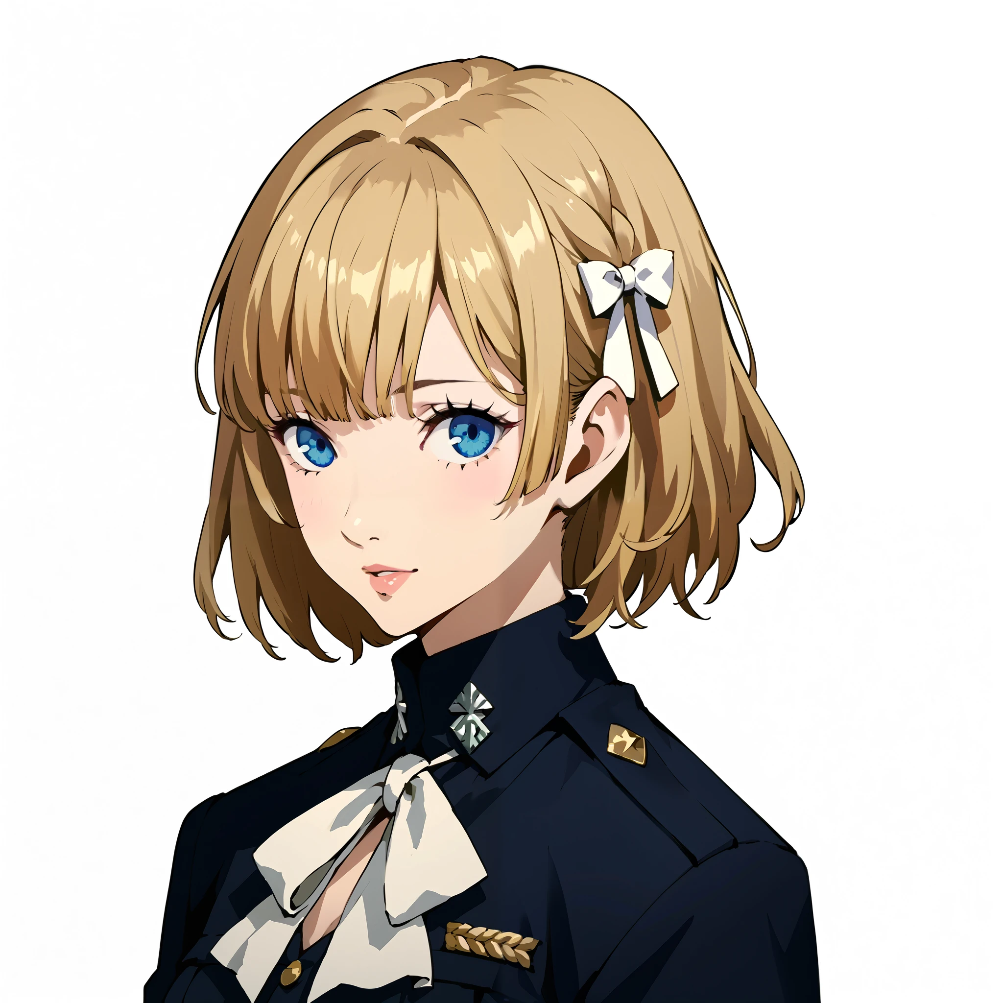 Anime girl with blonde hair and blue eyes in uniform - SeaArt AI