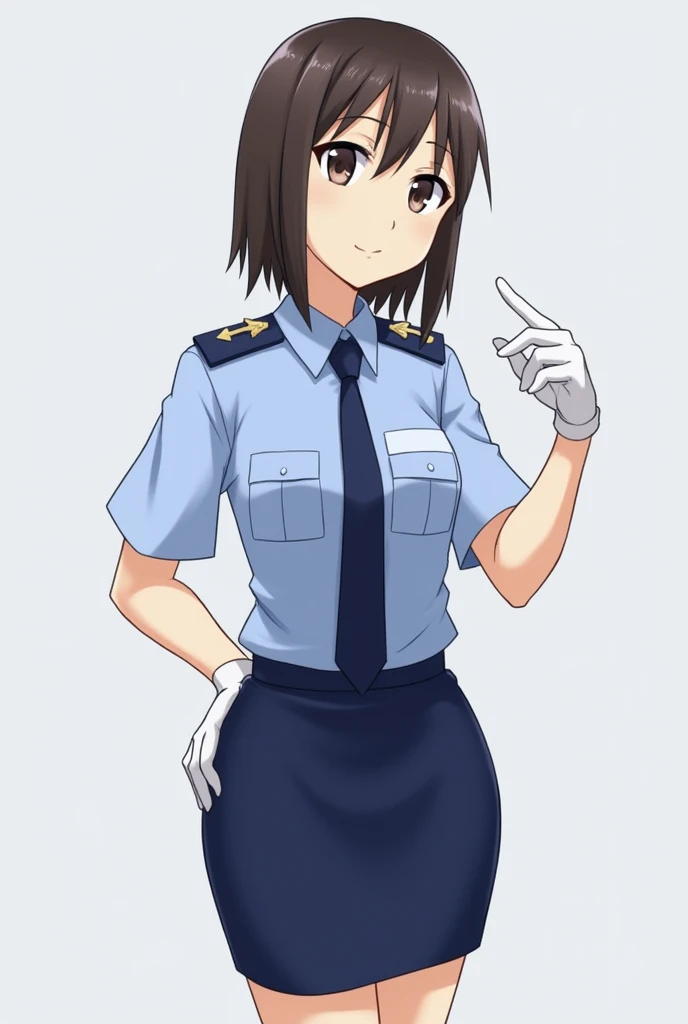 Tsujimoto natsumi, police uniform blue necktie white shirt long sleeves ...
