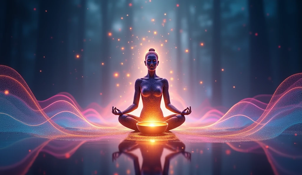 A visually captivating thumbnail for a video about 'Healing with Sound ...