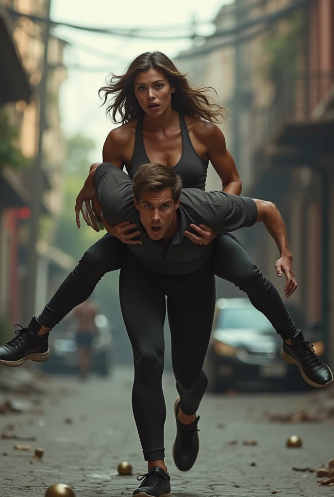 Woman Lift Carry Man - SeaArt AI