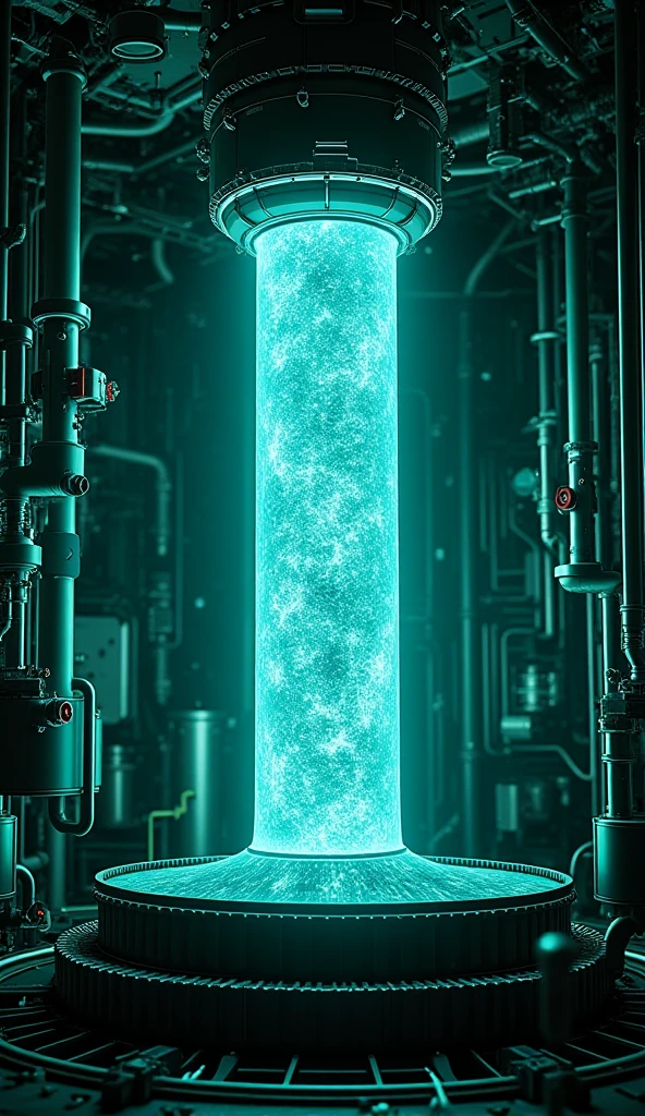 A glowing uranium rod inside a nuclear reactor. - SeaArt AI