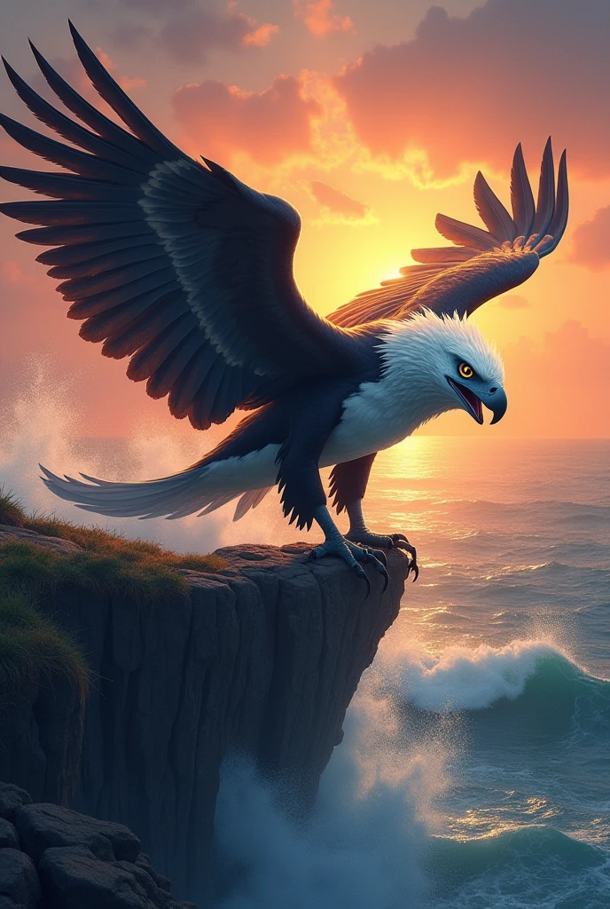 "Create an image of a hybrid animal combining an eagle and a shark ...